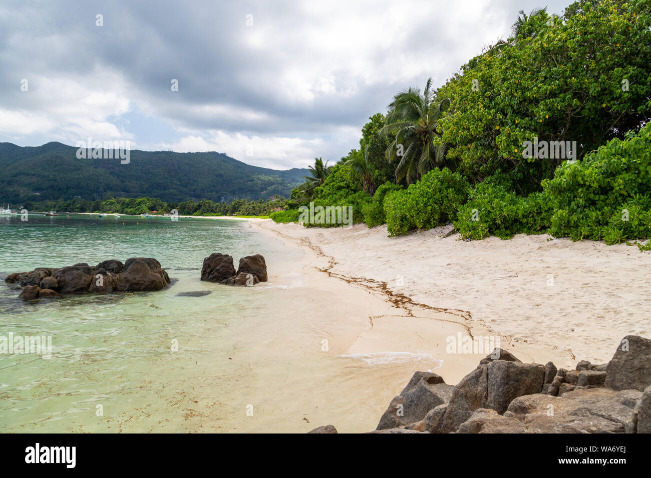 Paradise beach anse royale on Seychelles island Mahé with turguoise ...