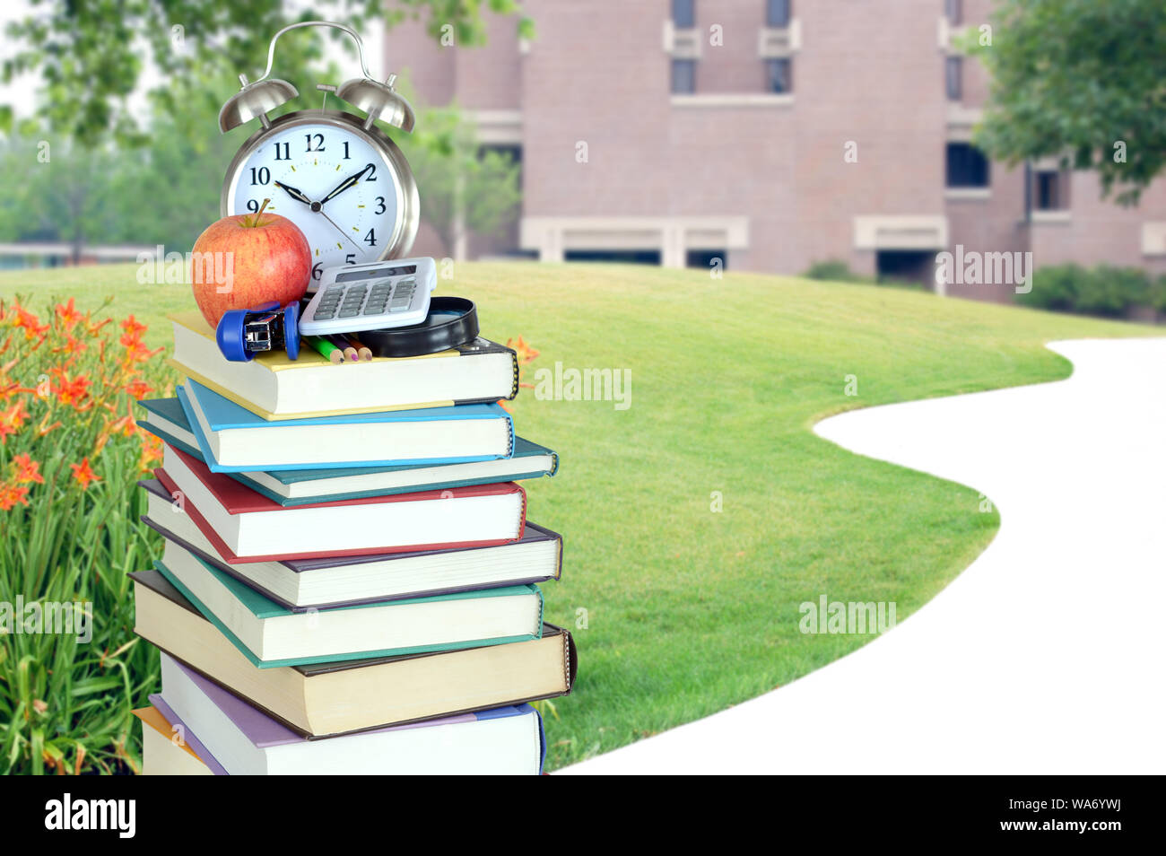 Spring season on campus and book for education concept Stock Photo - Alamy