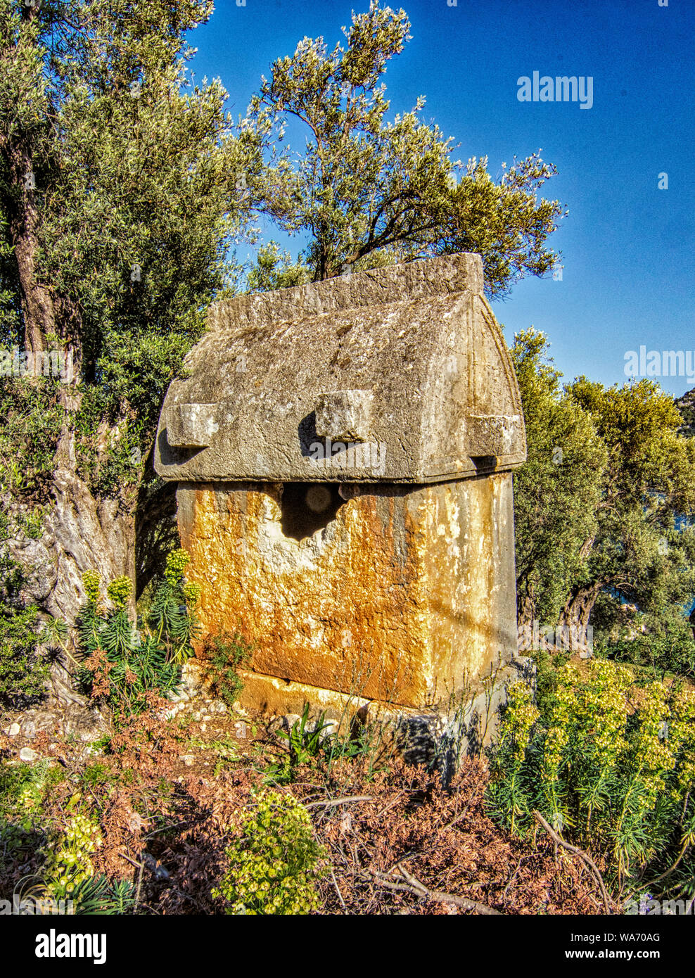 Ancient Grave in Kale, Turkey on island Stock Photo - Alamy