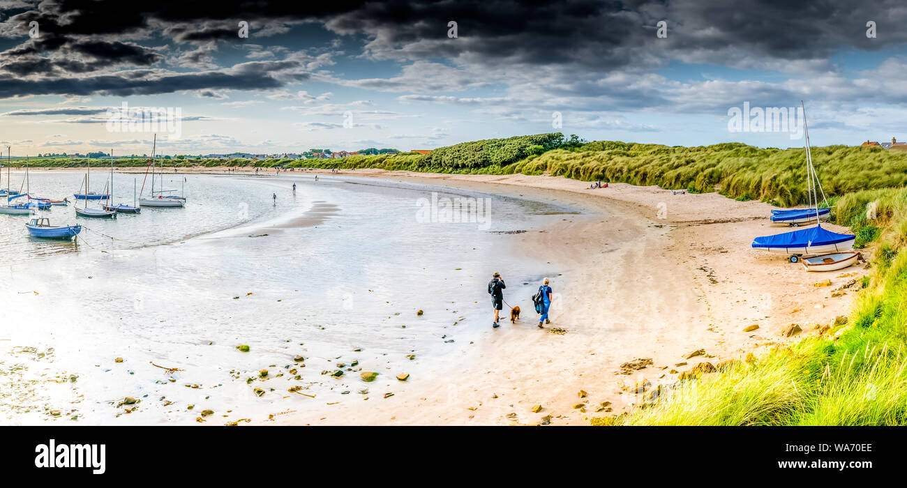 Beadnell Bay. A coastal beach on the Northumberland coast, England, UK ...