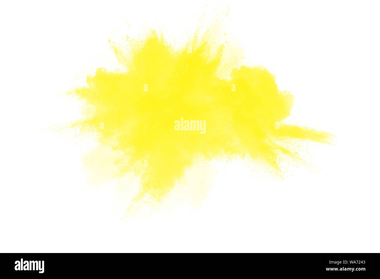 Yellow color powder explosion cloud isolated on white background Stock ...