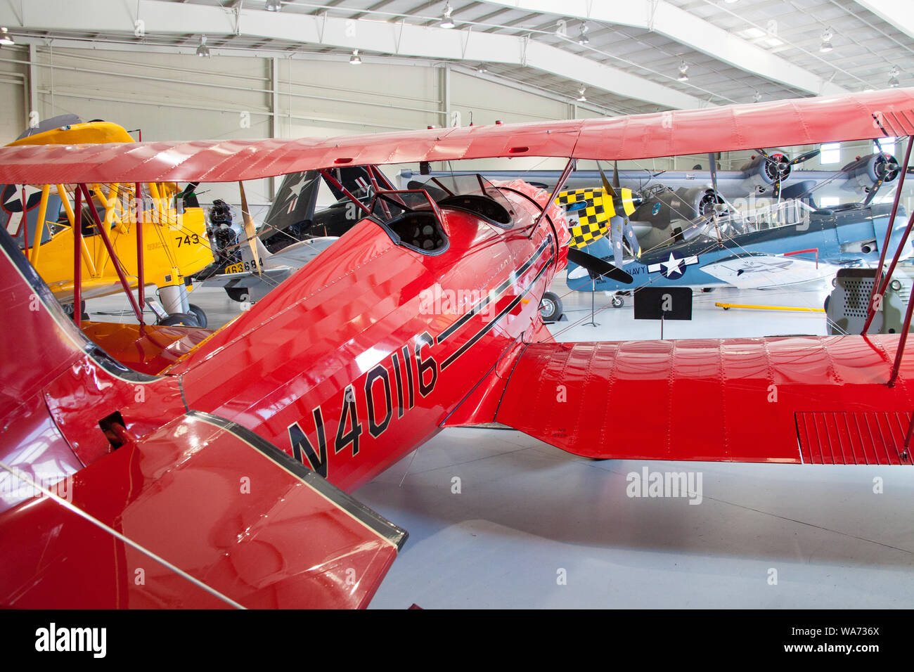 Shiny Red Biplane Stock Photo - Alamy