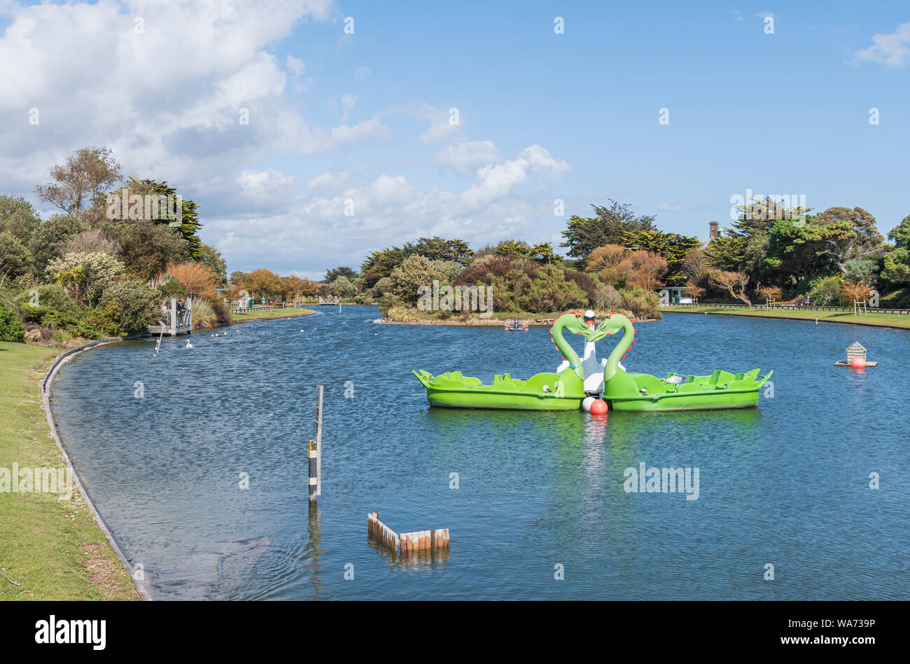 Boating and balancing lake in Mewsbrook Park, Littlehampton, West ...