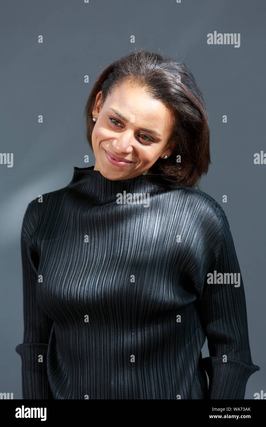 Edinburgh, UK. 18 August. 2019. UK poet, Rachel Long attends a photo ...