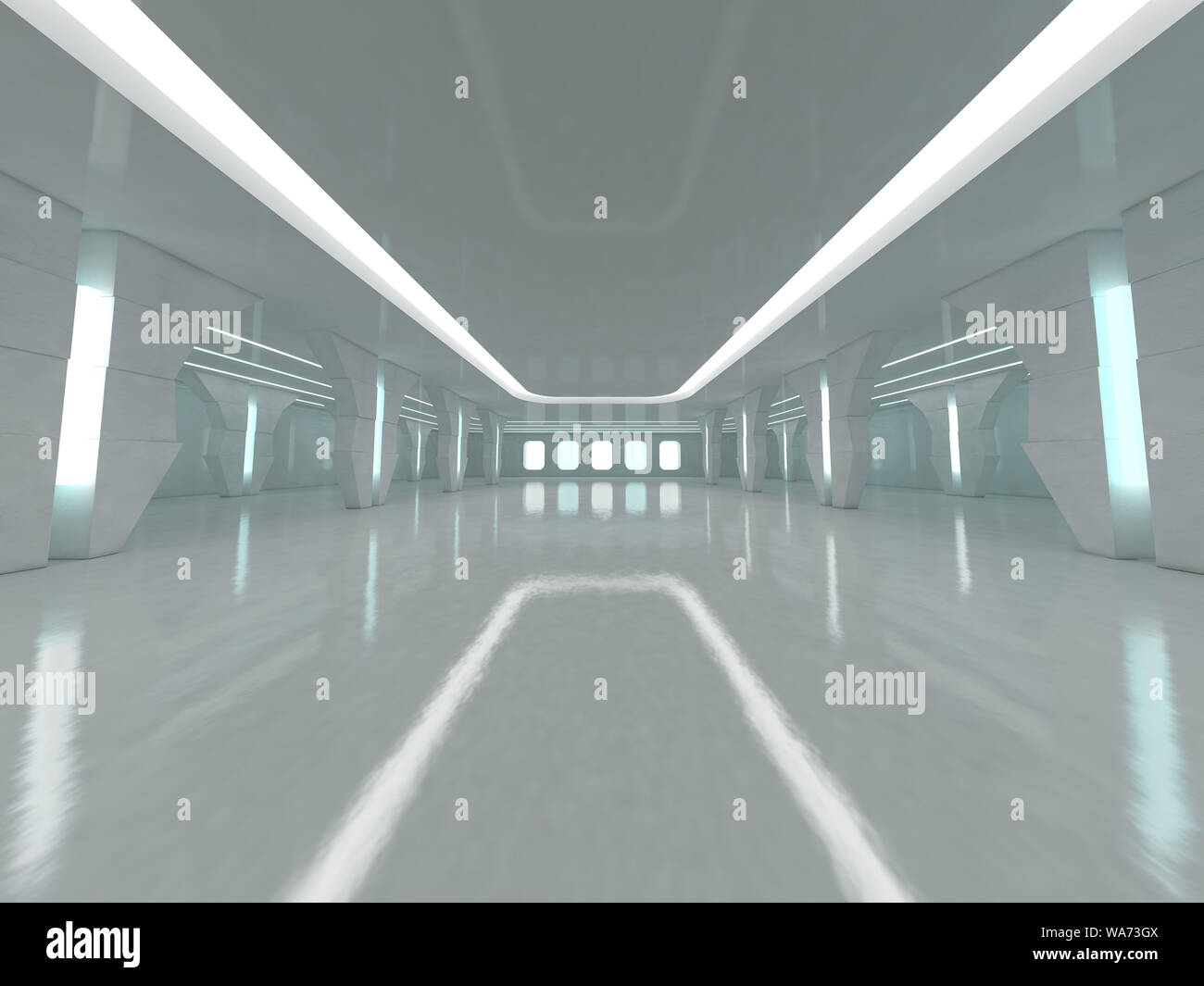 Abstract modern architecture background, empty open space interior. 3D ...