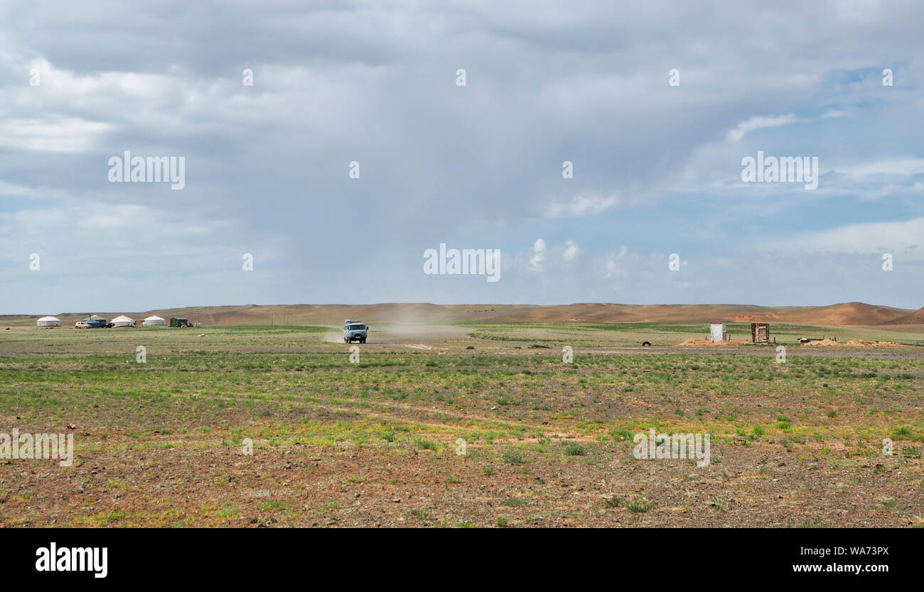 Russian Vans driving on a secluded road, Mongolia Stock Photo - Alamy