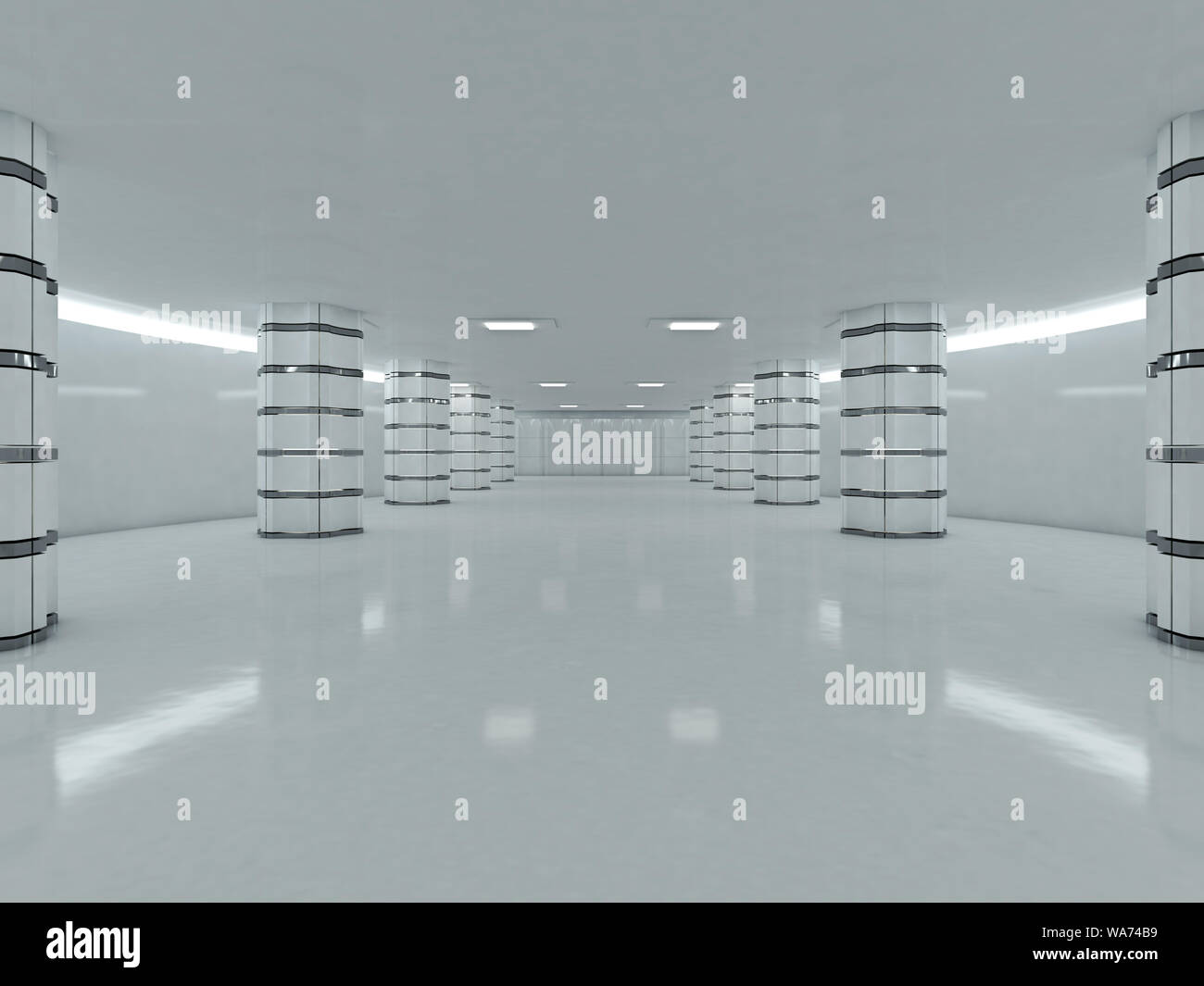 Abstract modern architecture background, empty open space interior. 3D ...