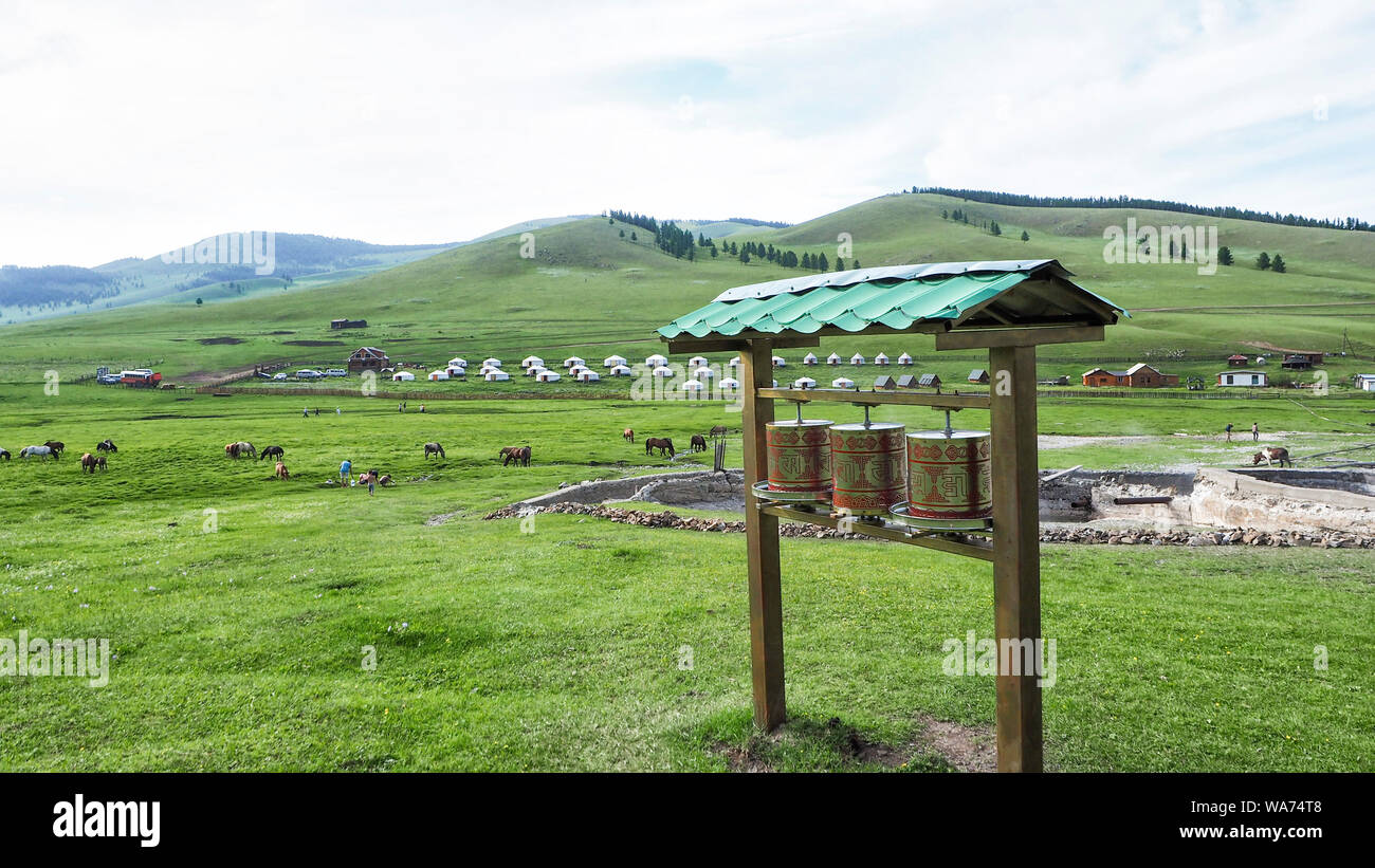 Tsenkher Hot Spring Camping Site, Central Mongolia Stock Photo - Alamy