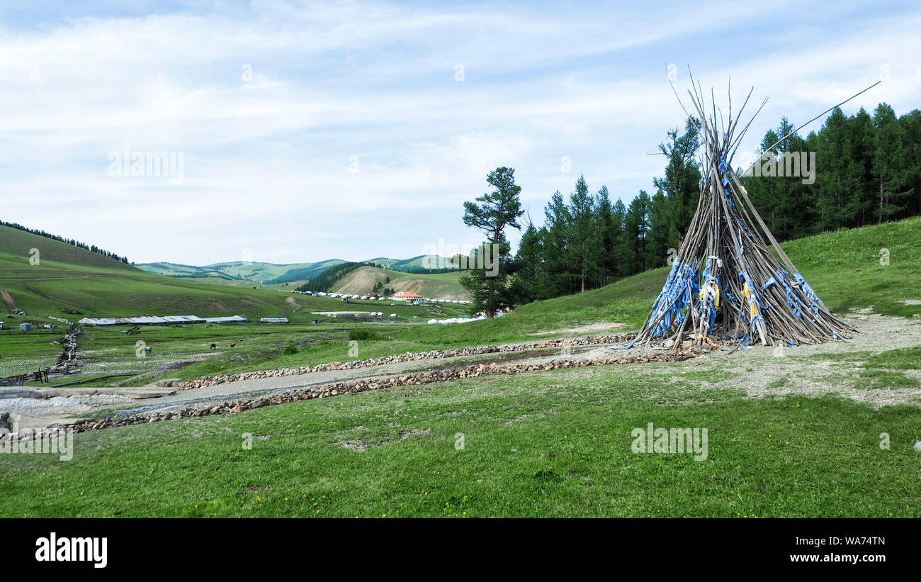Tsenkher Hot Spring Camping Site, Central Mongolia Stock Photo - Alamy
