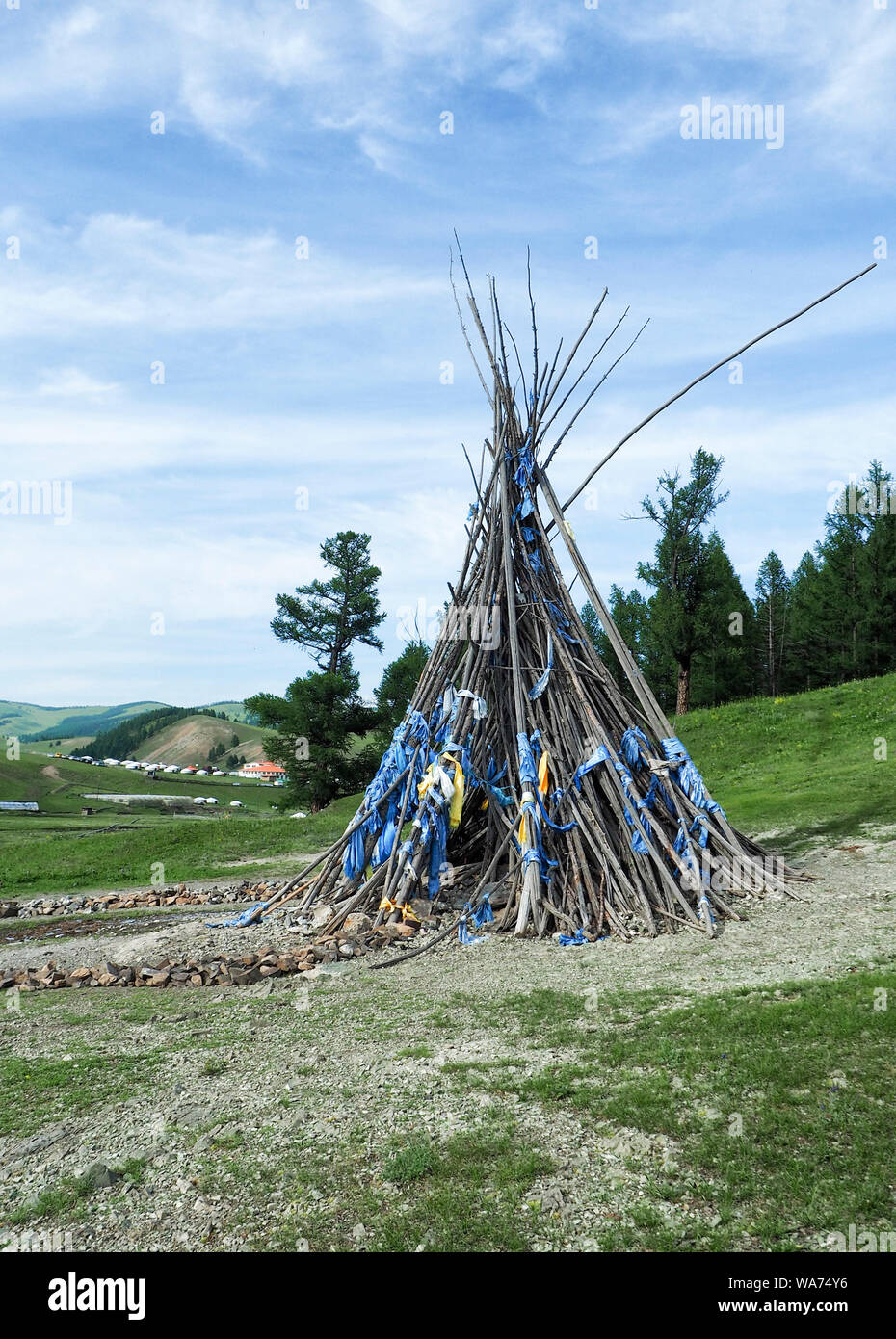 Tsenkher Hot Spring Camping Site, Central Mongolia Stock Photo - Alamy
