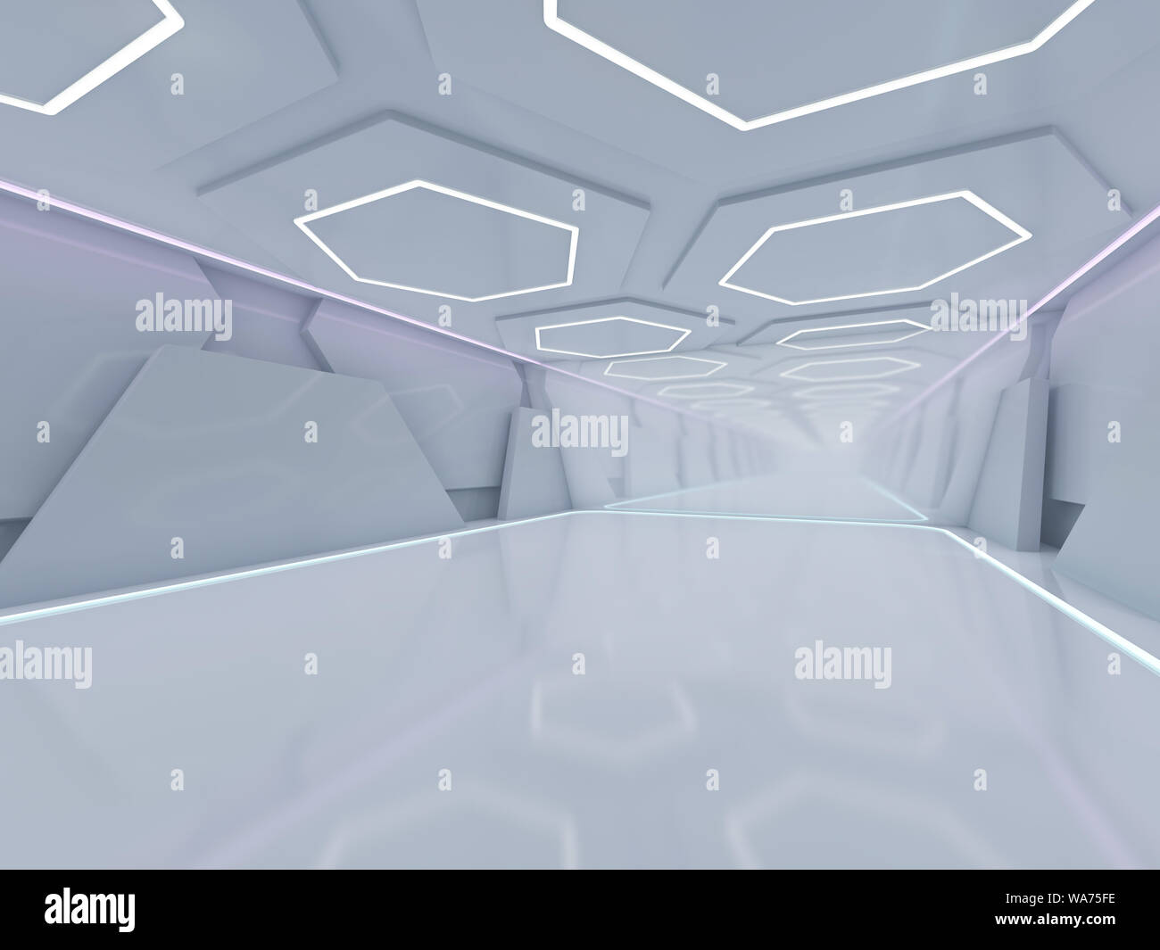 Simple empty room interior with lamps. 3D rendering Stock Photo - Alamy