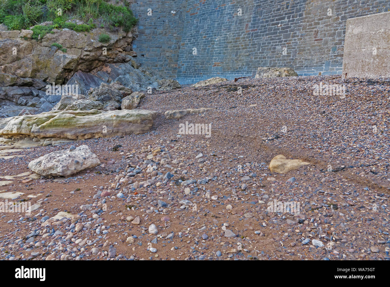 Clevedon beach erosion after rough sea Stock Photo - Alamy