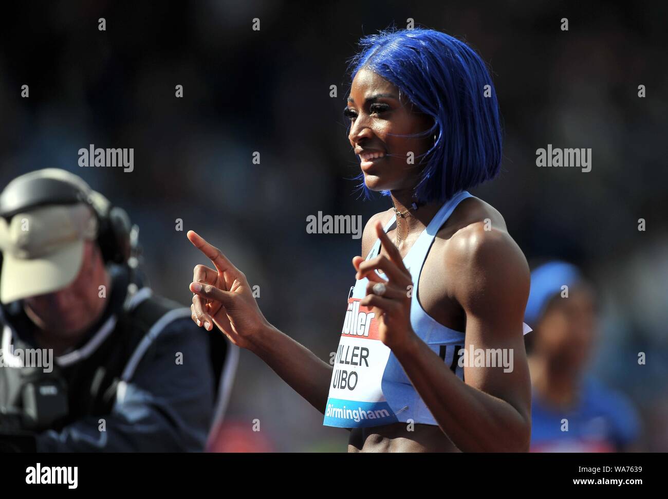 Birmingham. UK.. 18 August 2019. Shaunae Miller-Uibo (BAH)celebrates ...