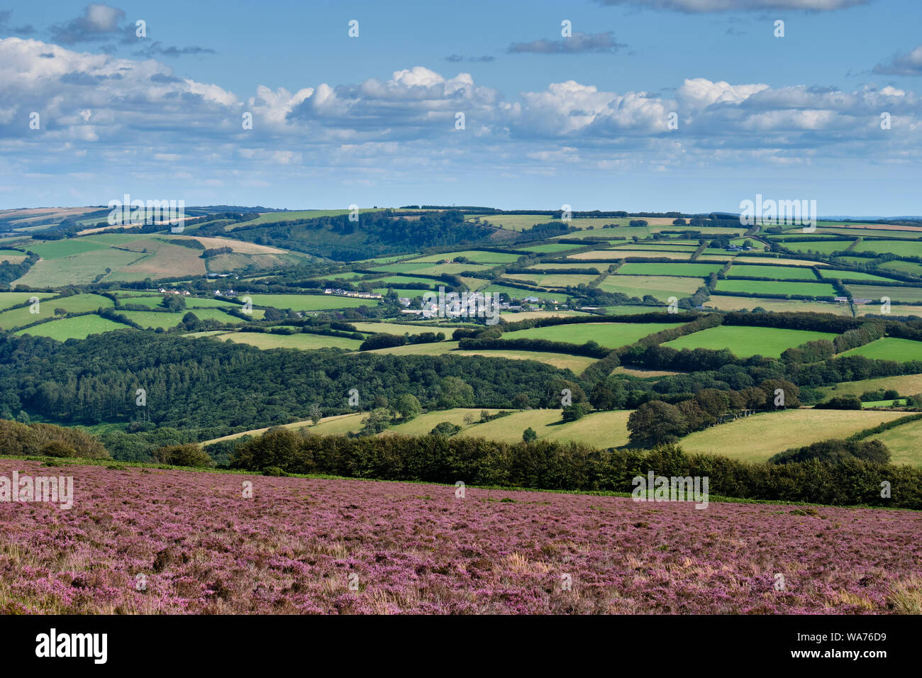 Wheddon Cross nestling in the Exmoor Hills, near Dunster, Somerset ...