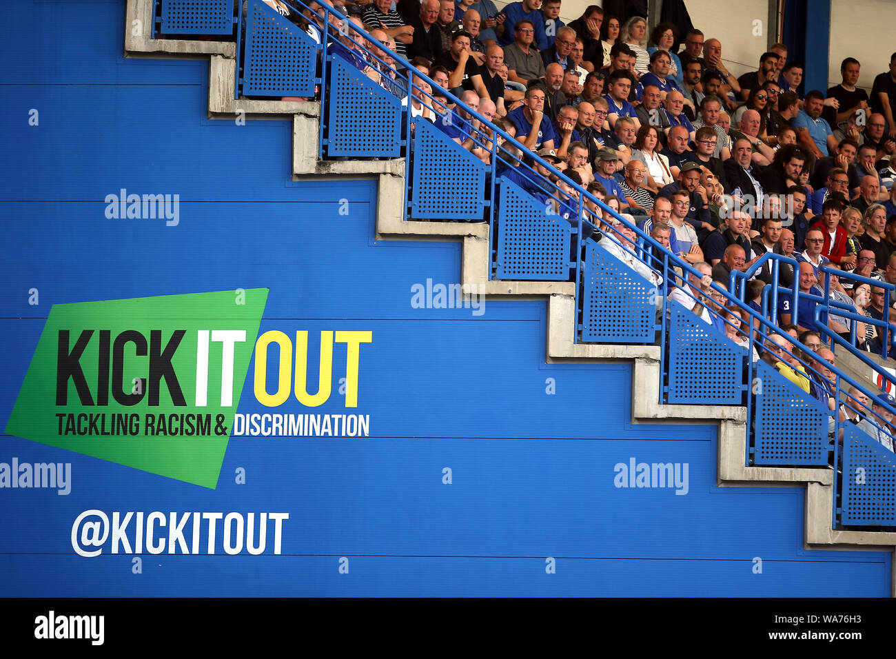 General view of the Kick It Out painted signage on the stadium wall ...