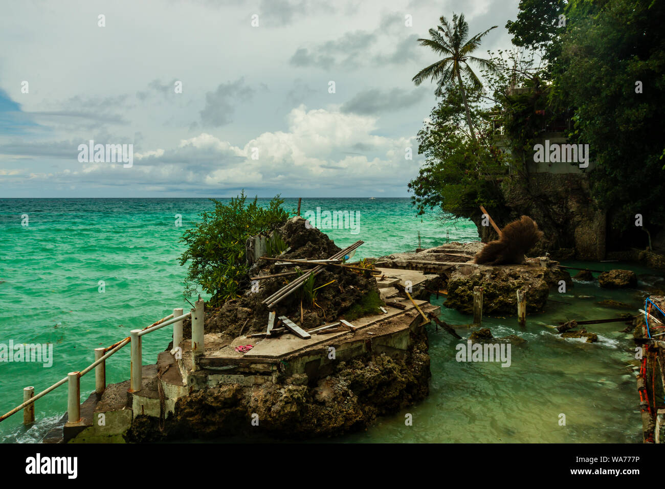 BORACAY, PHILIPPINES - 16 JUNE 2019: Semi demolished and broken ...