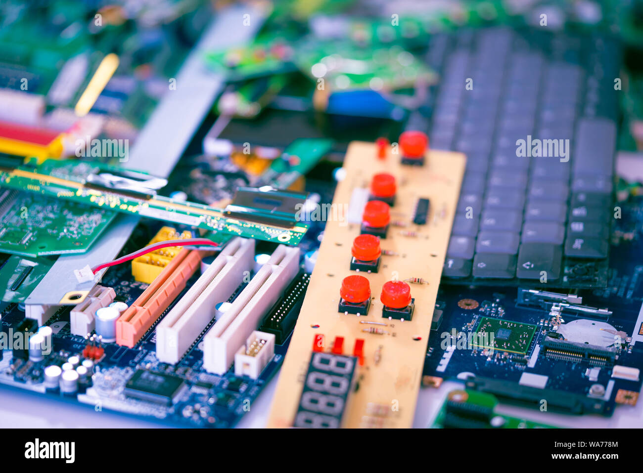 electronic PCB garbage as background from recycle industry and old ...