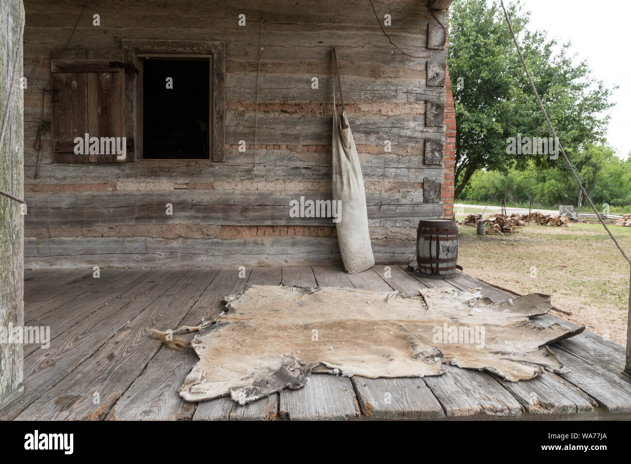 A corner of the stock-farm house at the George Ranch Historical Park, a ...
