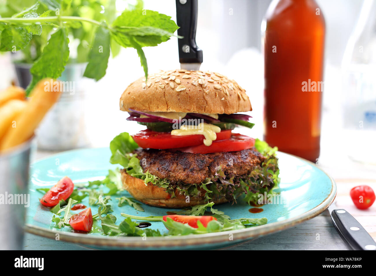 Food, appetizing burger on the plate, photo of food, offering food ...