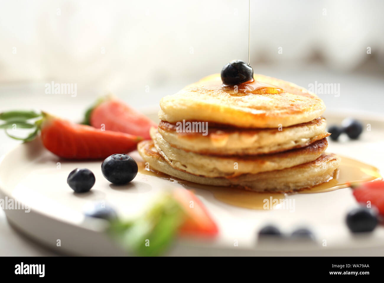 Traditional home-made pancakes, sweet, nutritious breakfast. horizontal ...