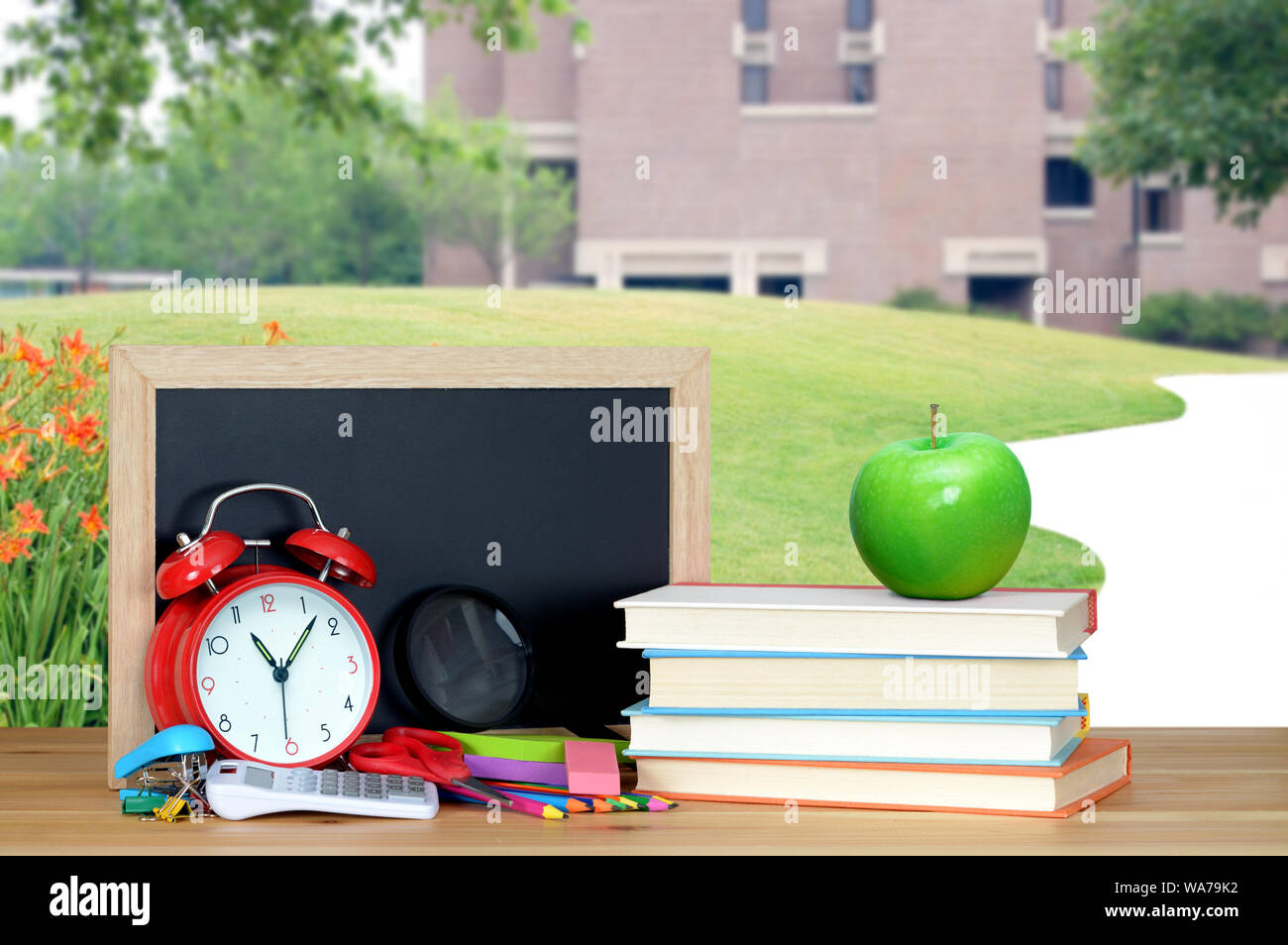 Spring season on campus and book for education concept Stock Photo - Alamy
