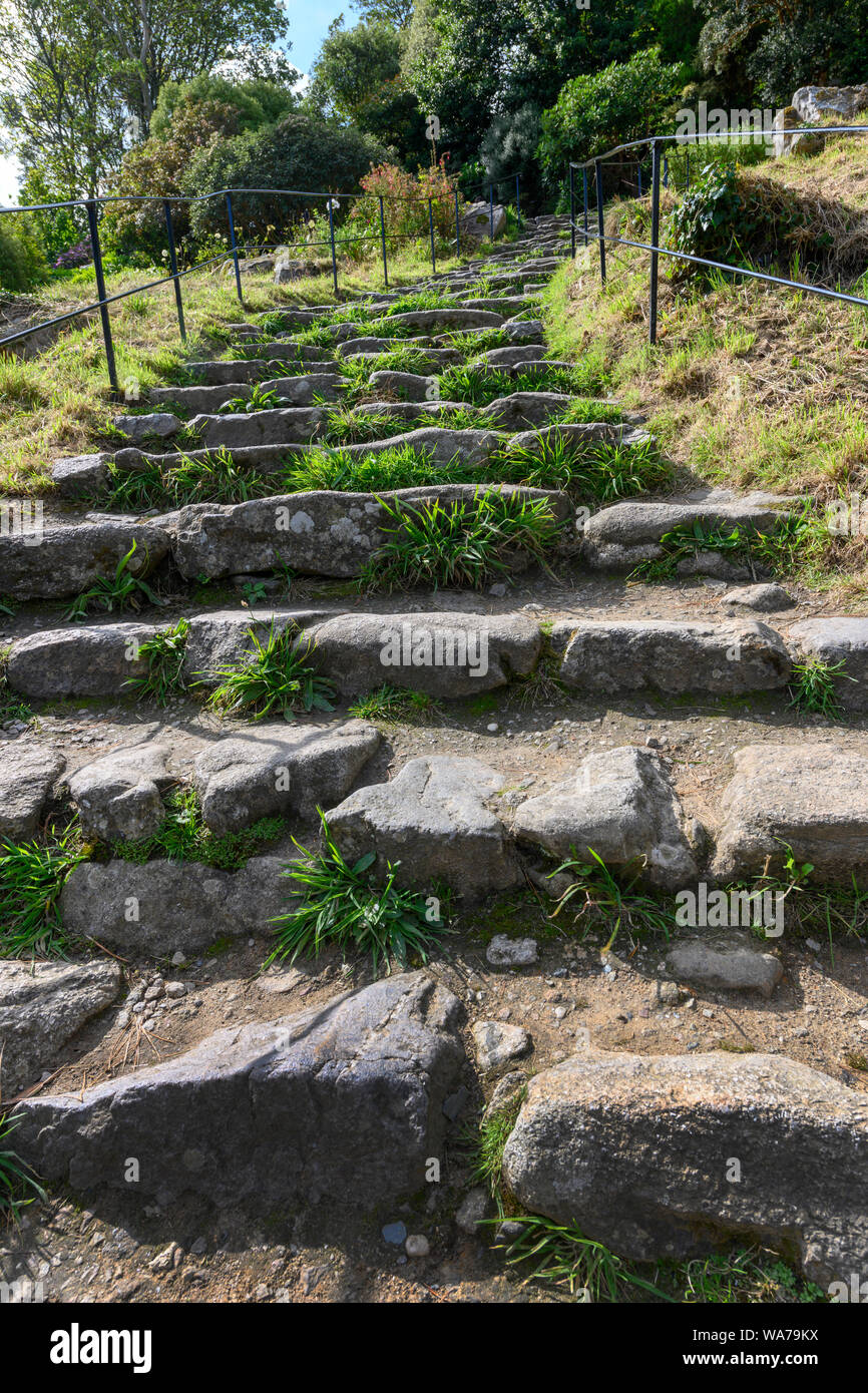 Old rock steps to the Castle at St Michael's Mount, Marazion, Cornwall ...