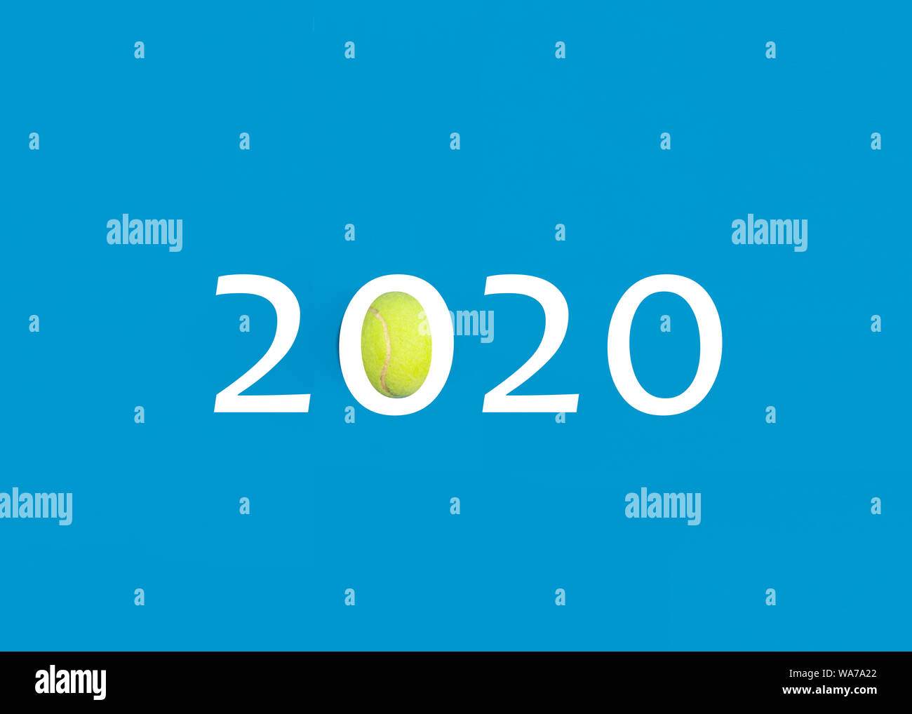 Tennis 2020 New Year top view writing with tennis ball Stock Photo - Alamy