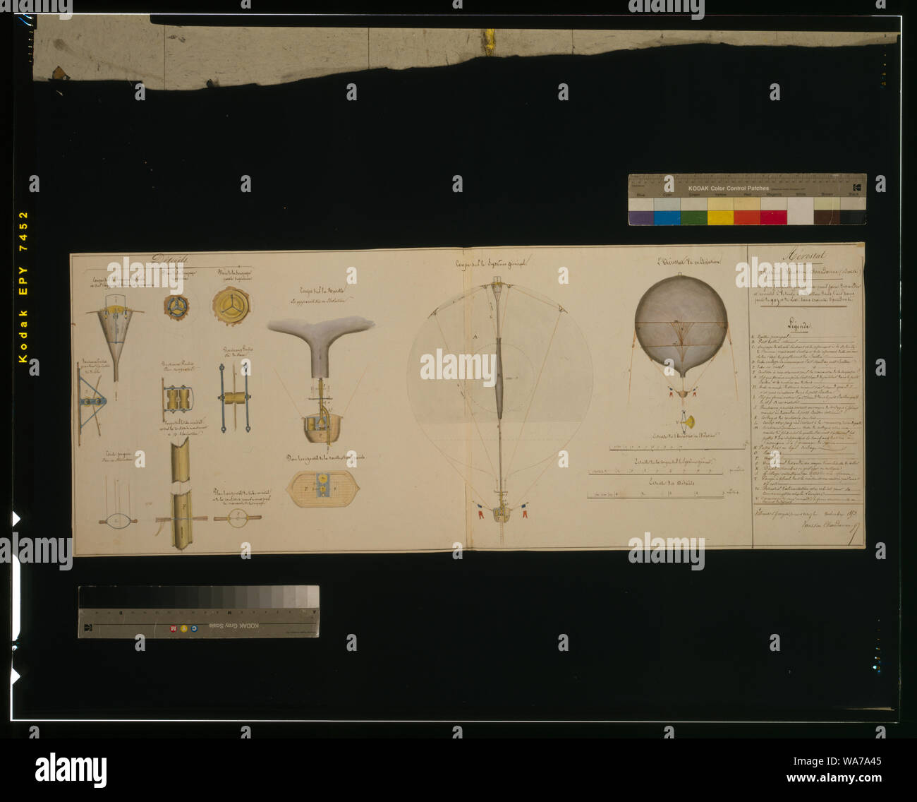 Aèrostat système Vaussin Chardanne (brevetè); Patent design drawing for ...