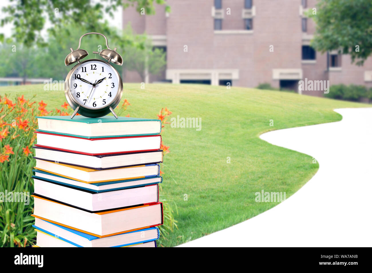 Spring season on campus and book for education concept Stock Photo - Alamy