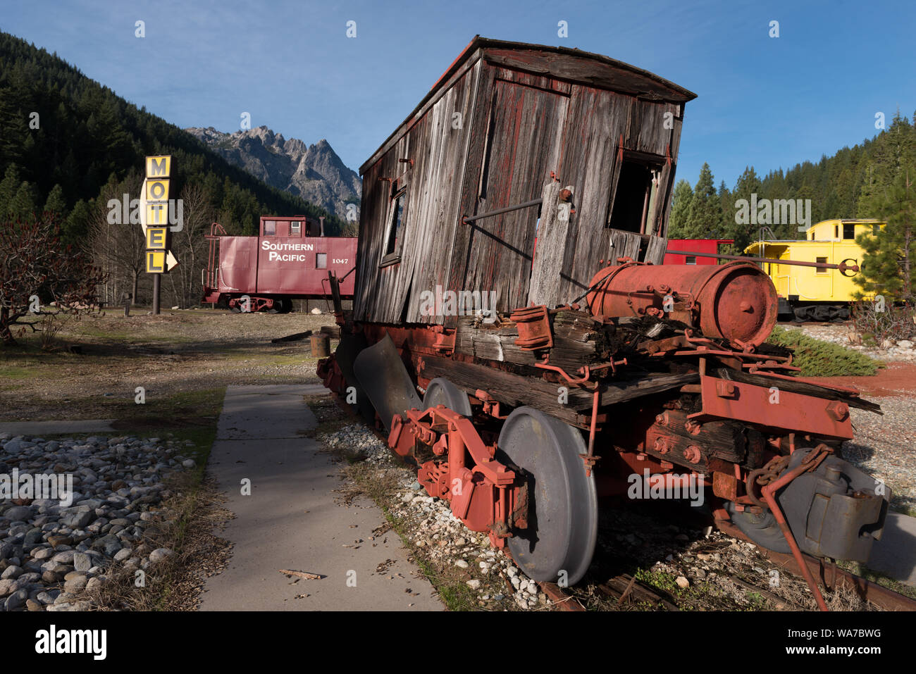 Antique railroad train caboose motel hi-res stock photography and ...