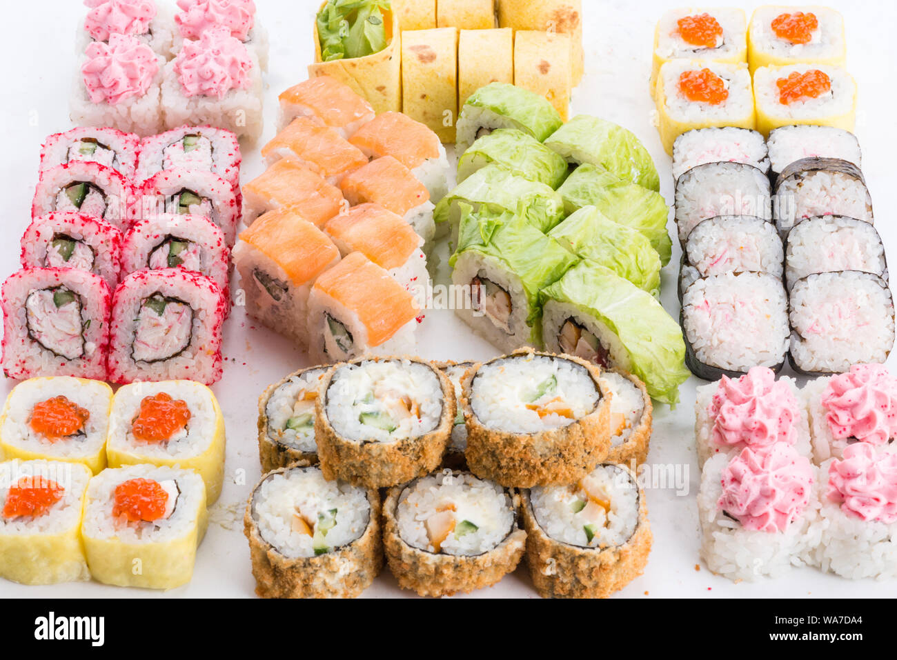 Japanese food restaurant, sushi maki gunkan roll plate or platter set ...