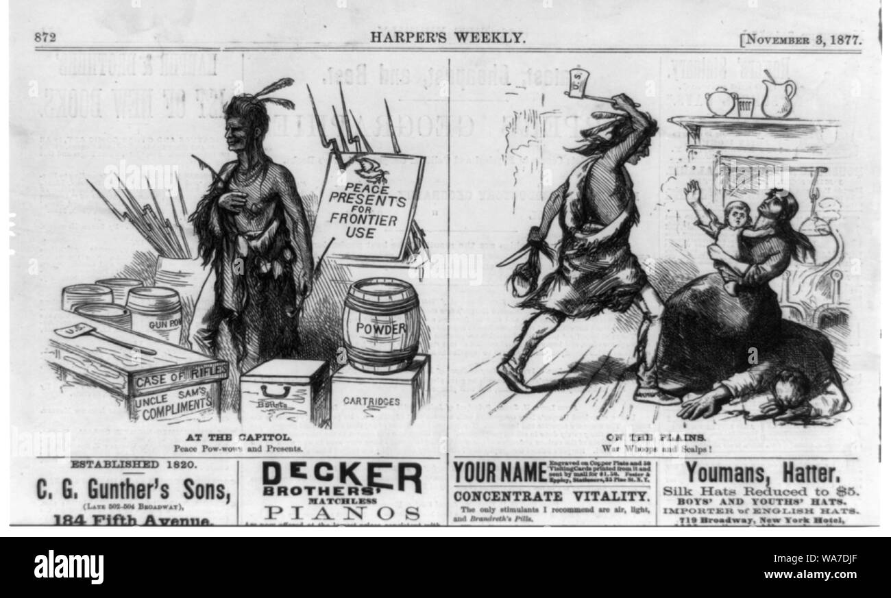 At the Capitol - Peace Pow-wows and presents ; On the Plains - War ...