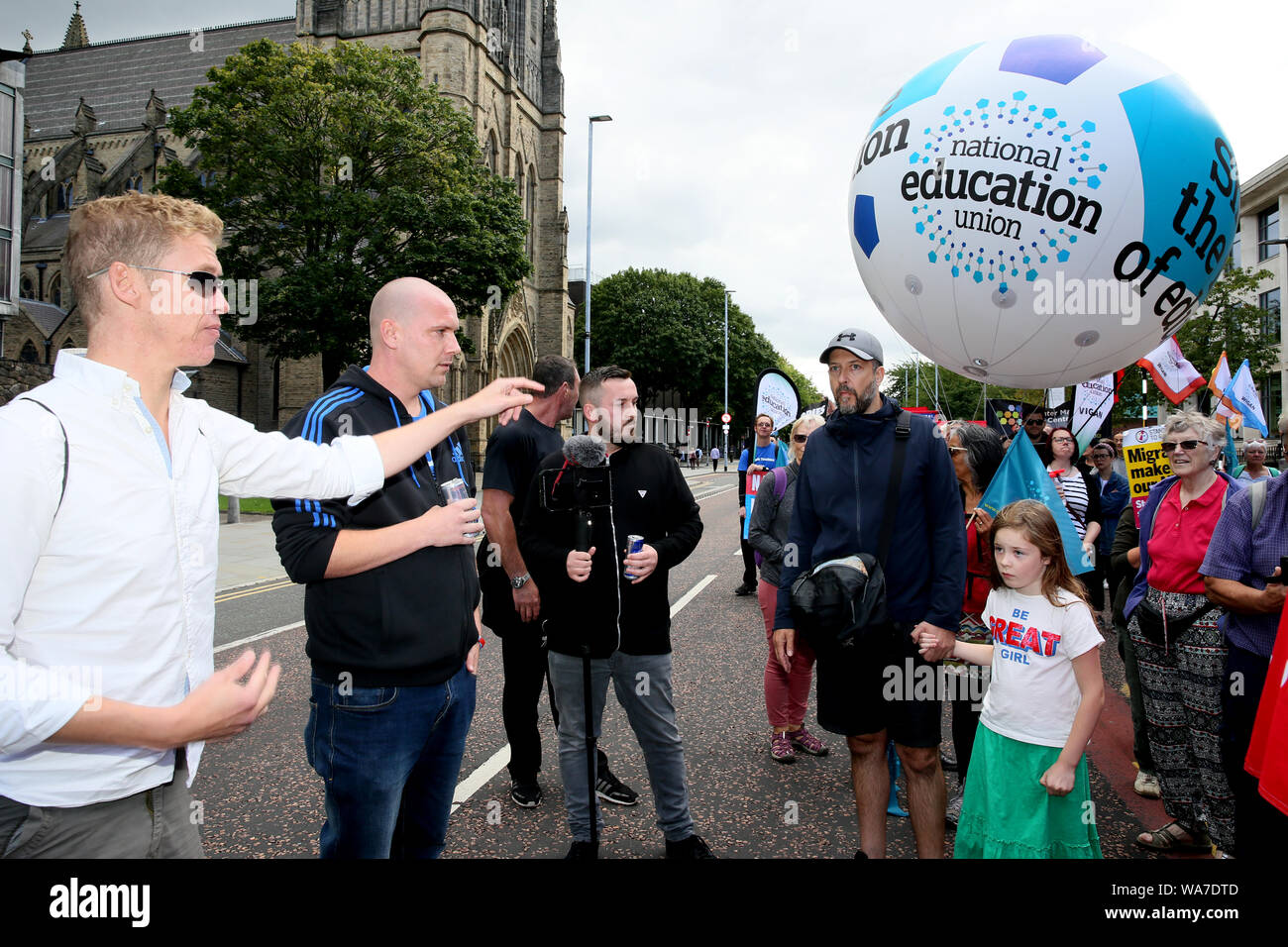 Manchester, 18th August, 2019. Over a thousand people are marching and ...