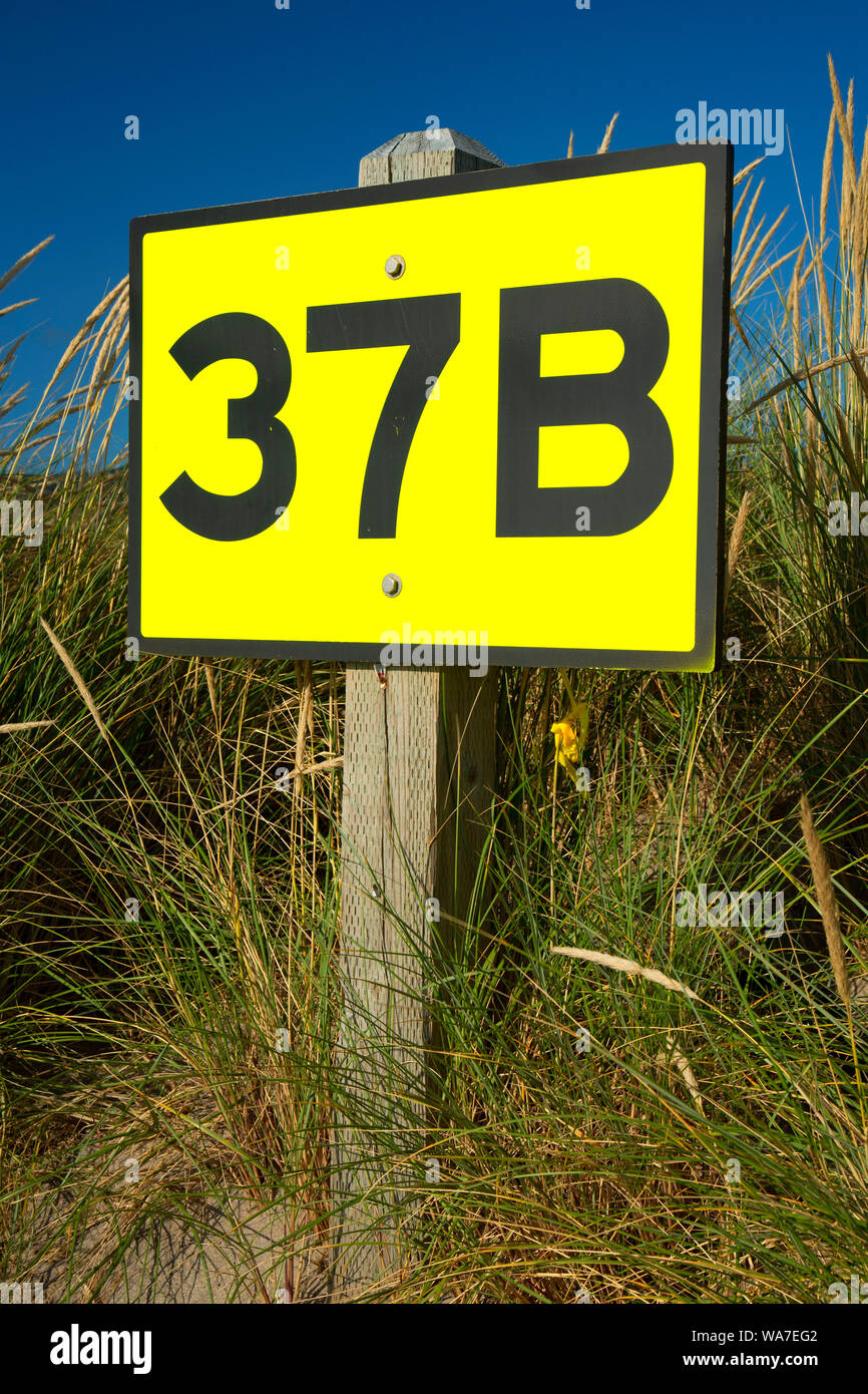 Coastal access marker, Governor Straub State Park, Oregon Stock Photo ...