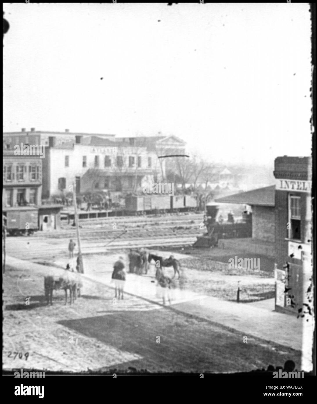 Atlanta, Ga. Soldiers on boxcars at railroad depot Abstract: Selected ...