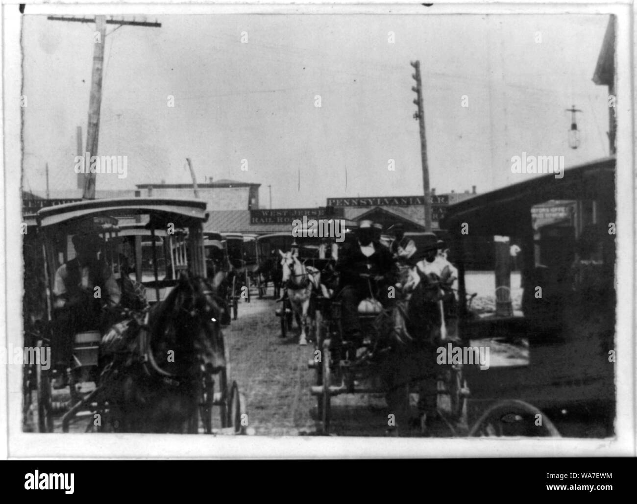 Atlantic City, N. J., 1896. Busses [horse-drawn carriages] leaving the ...