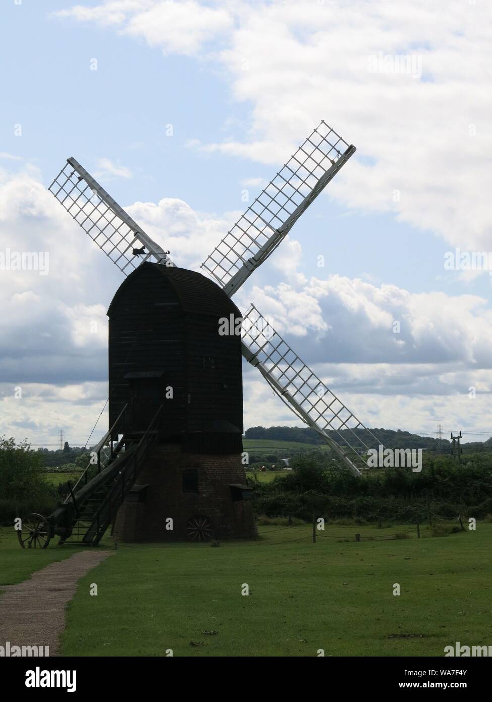 View of a traditional English windmill, a 'Post Mill', that was built ...