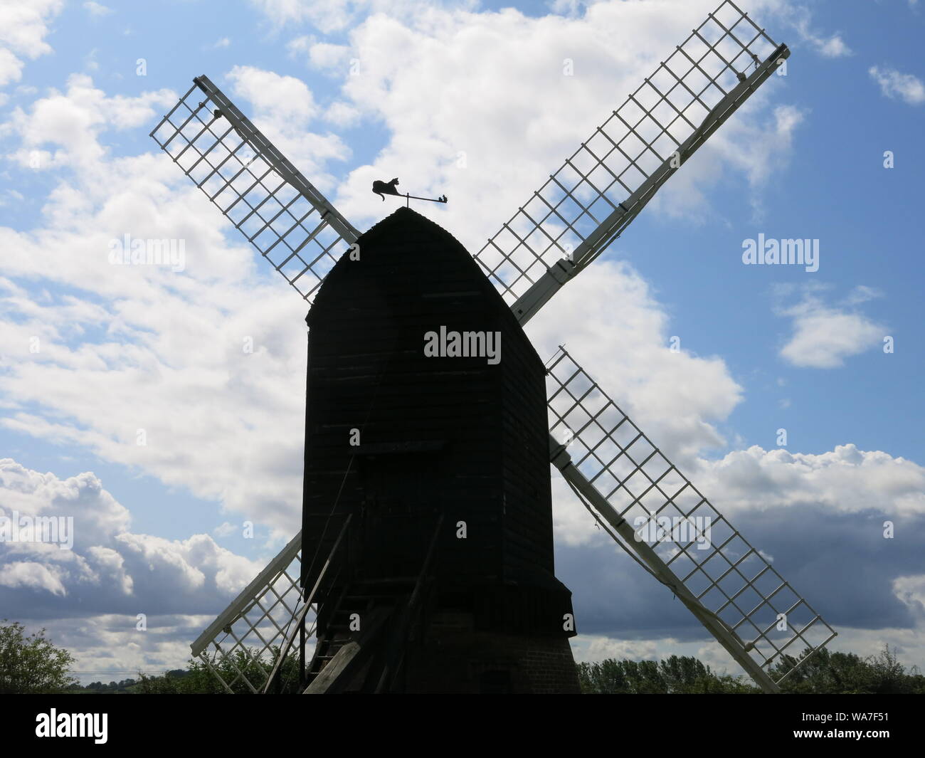 View of a traditional English windmill, a 'Post Mill', that was built ...