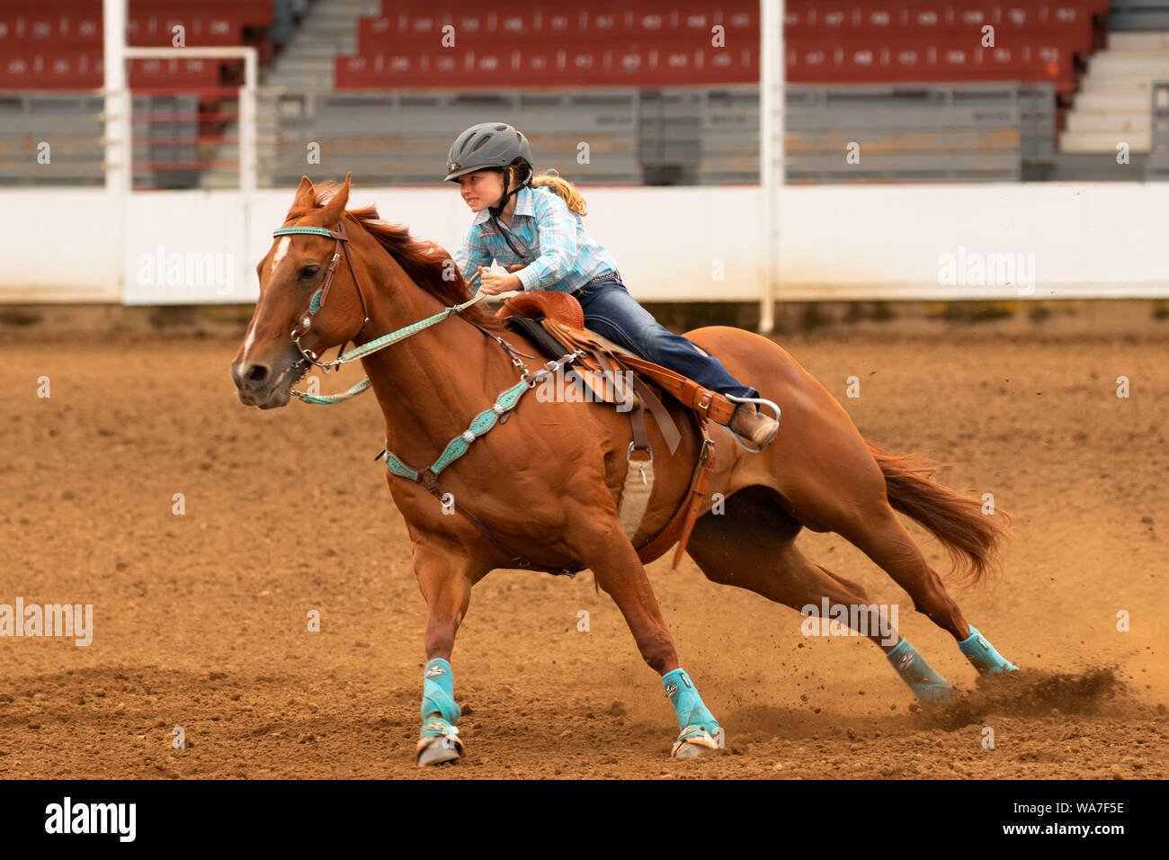 Barrel racing, St Paul Youth Rodeo, St Paul, Oregon Stock Photo - Alamy
