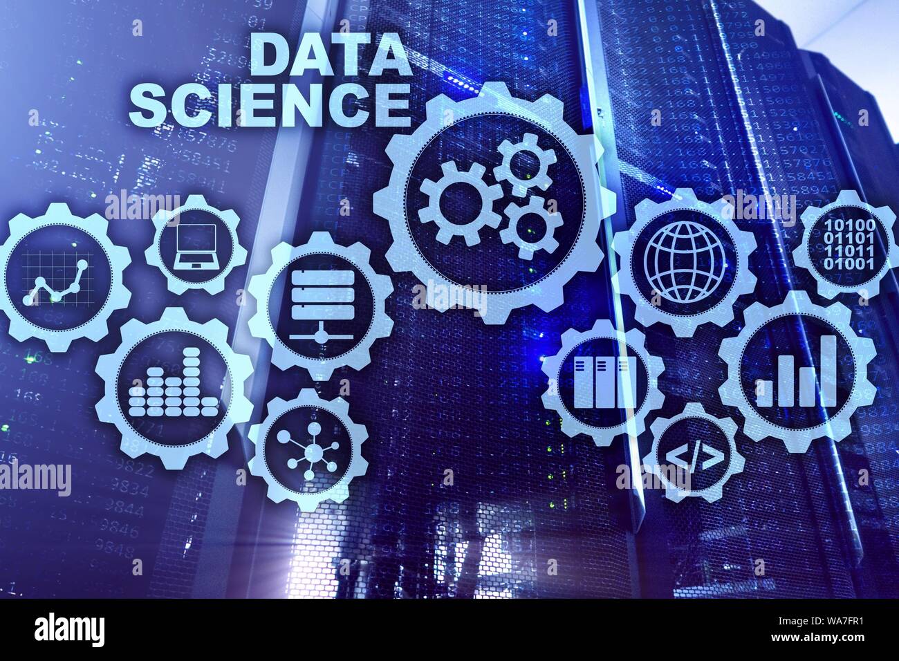 Data Science Artificial Intelligence Concept. Futuristic Supercomputer background Stock Photo ...