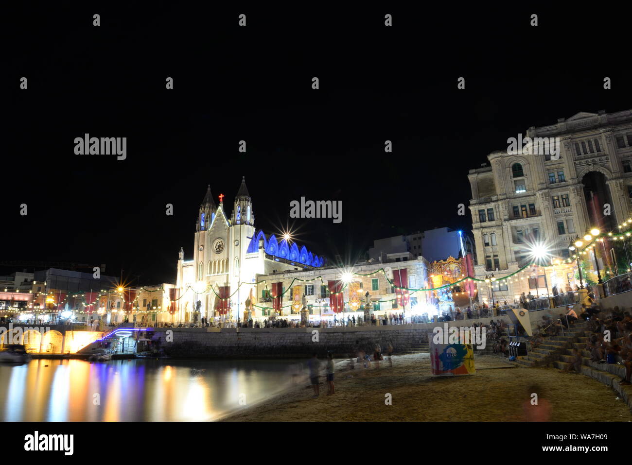 Fireworks display in Balluta Bay, Malta Stock Photo - Alamy