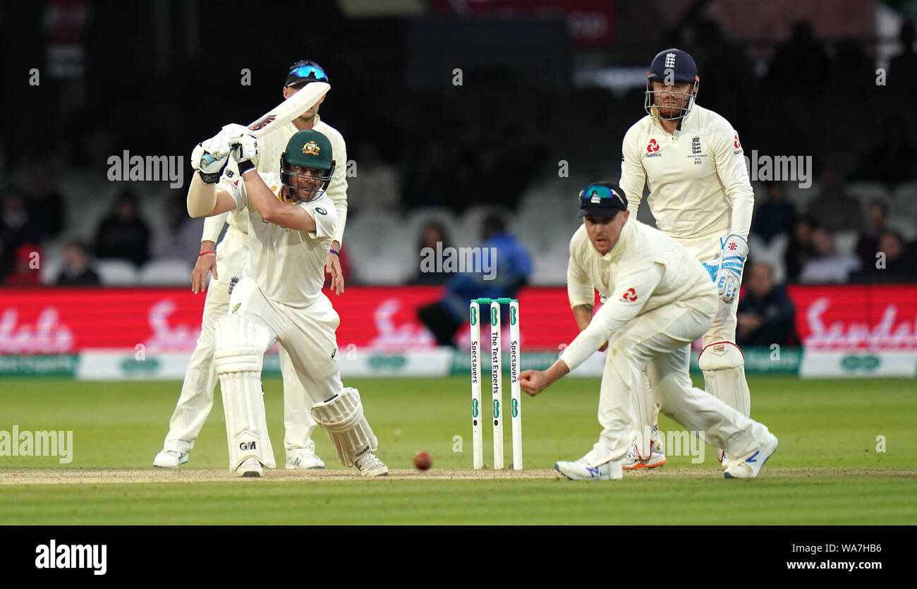 Australia's Travis Head (left) bats during day five of the Ashes Test ...