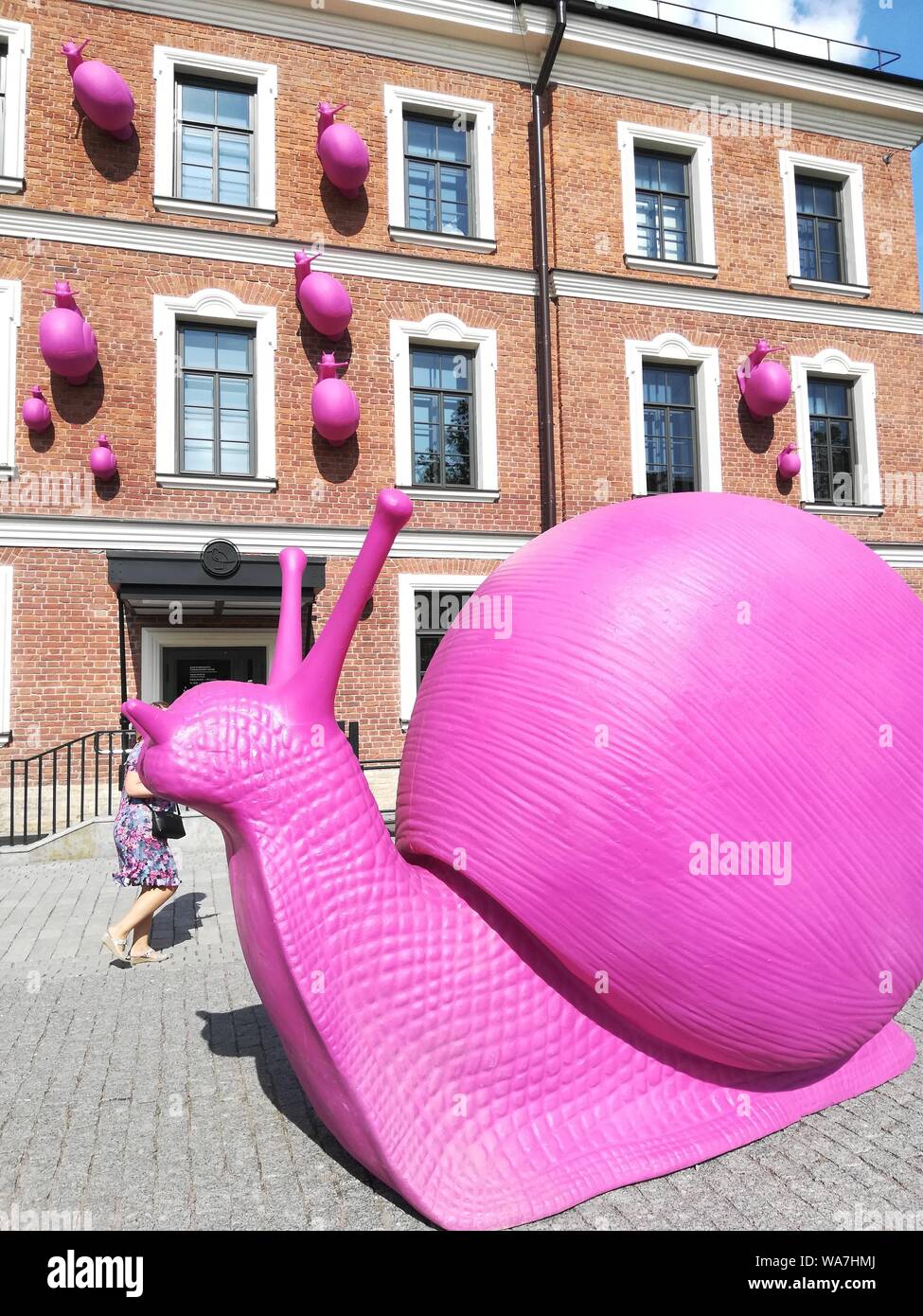 Pink snails installation, made from recycled plastic by eco-activists ...