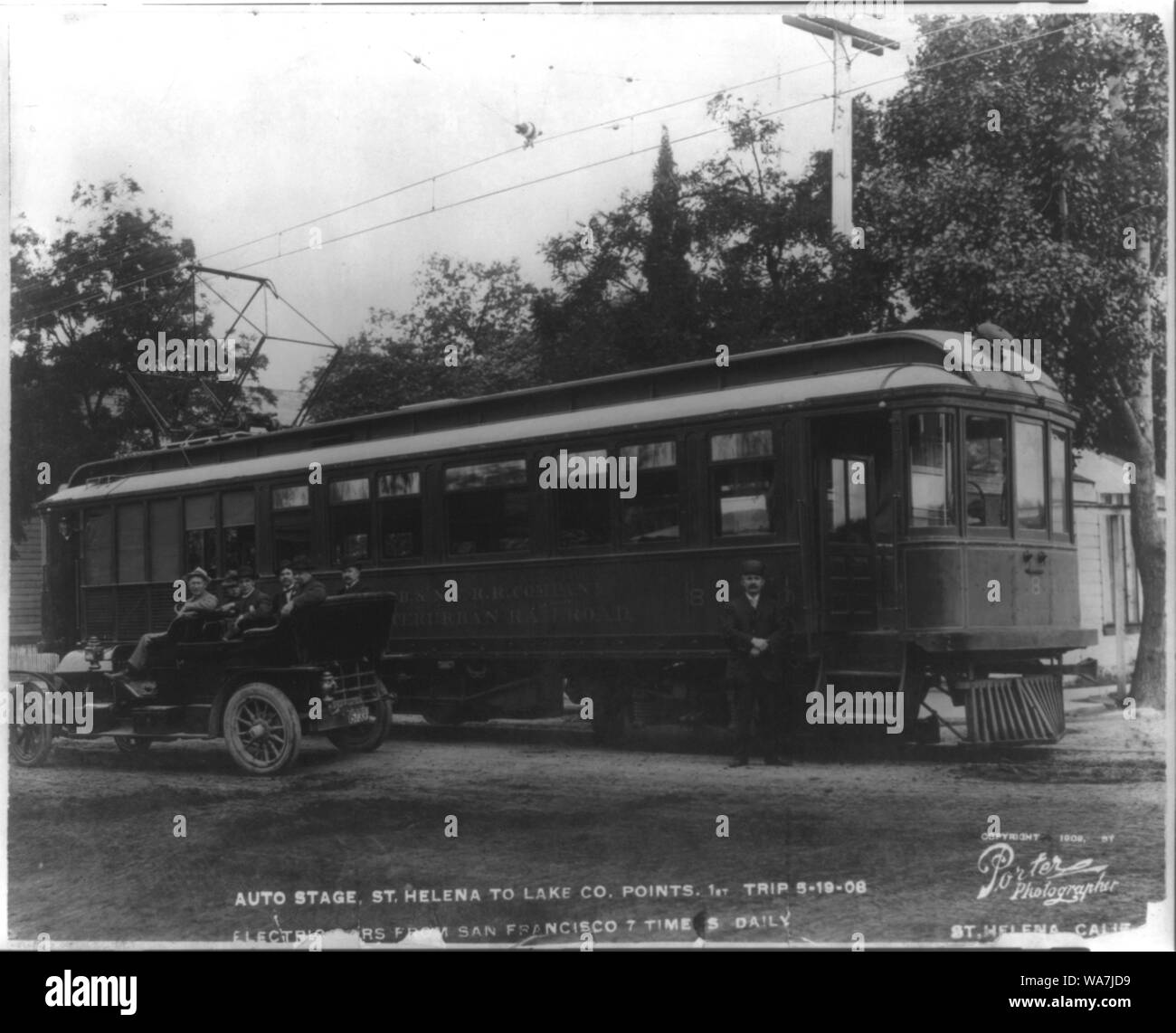 Auto stage, St. Helena to Lake Co. Points. 1st trip 5-19-08. Electric ...