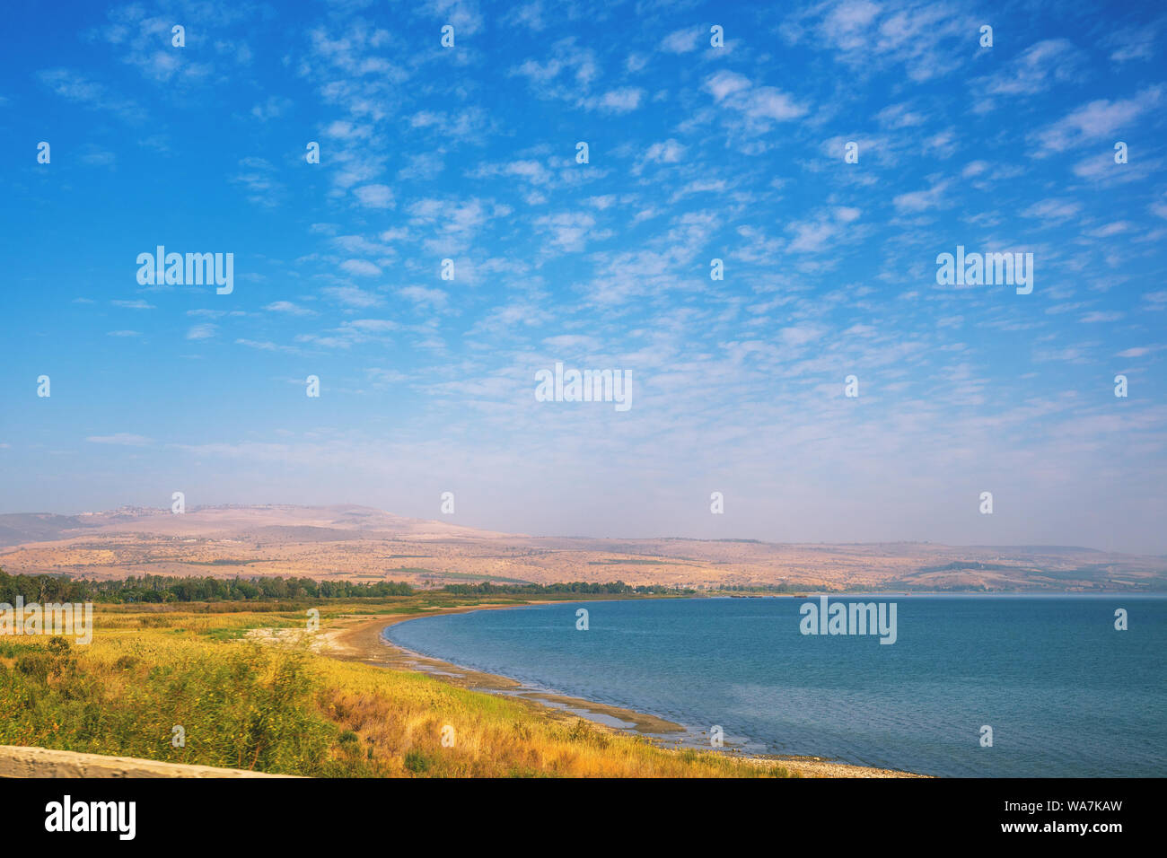 The Sea of Galilee, Lake of Gennesaret. Sea landscape on Northern ...