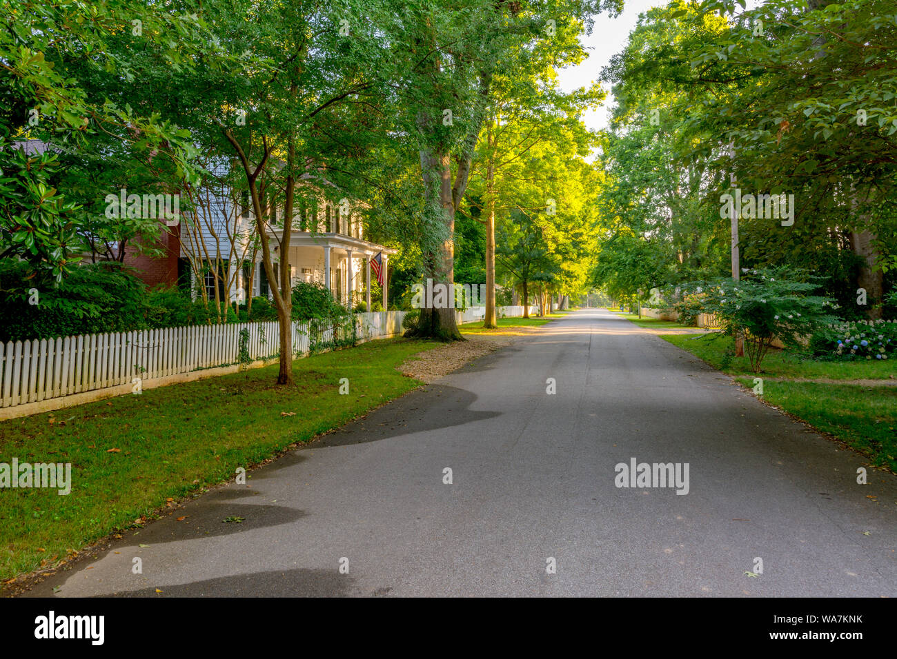 Small town USA with trees and a fancy house Stock Photo - Alamy