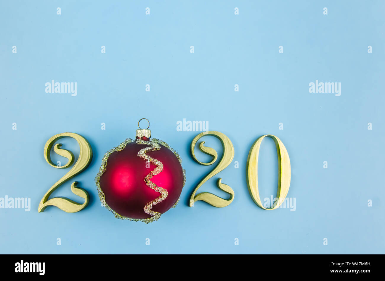 New Year 2020. Golden numbers on a blue background. Copy space Stock ...