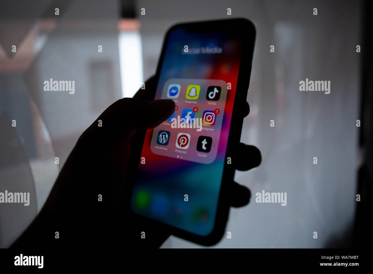 Close Up of Apple iPhone XS Holding in Hand with Social Media Instagram ...