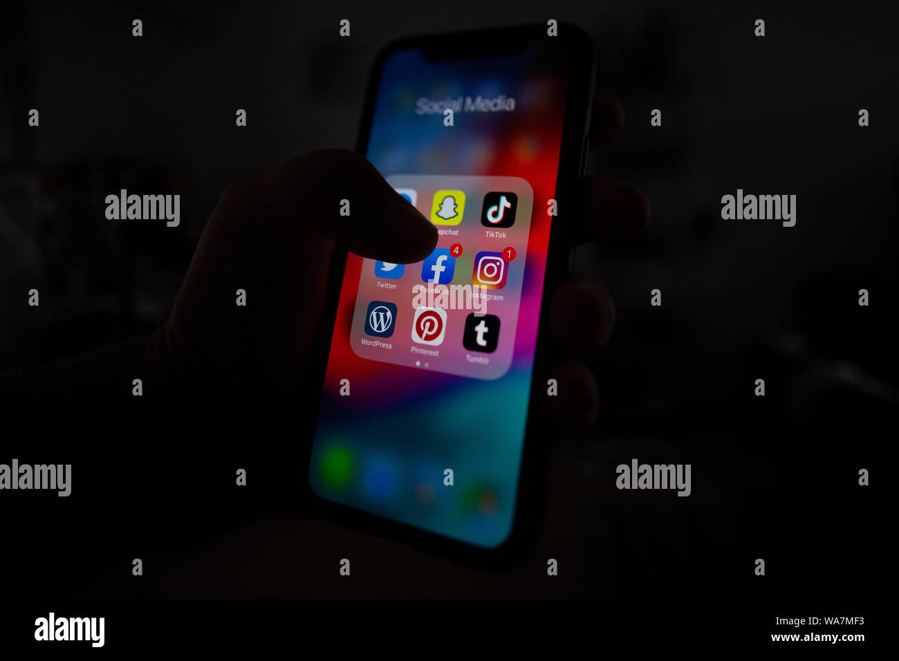 Close Up of Apple iPhone XS Holding in Hand with Social Media Instagram ...