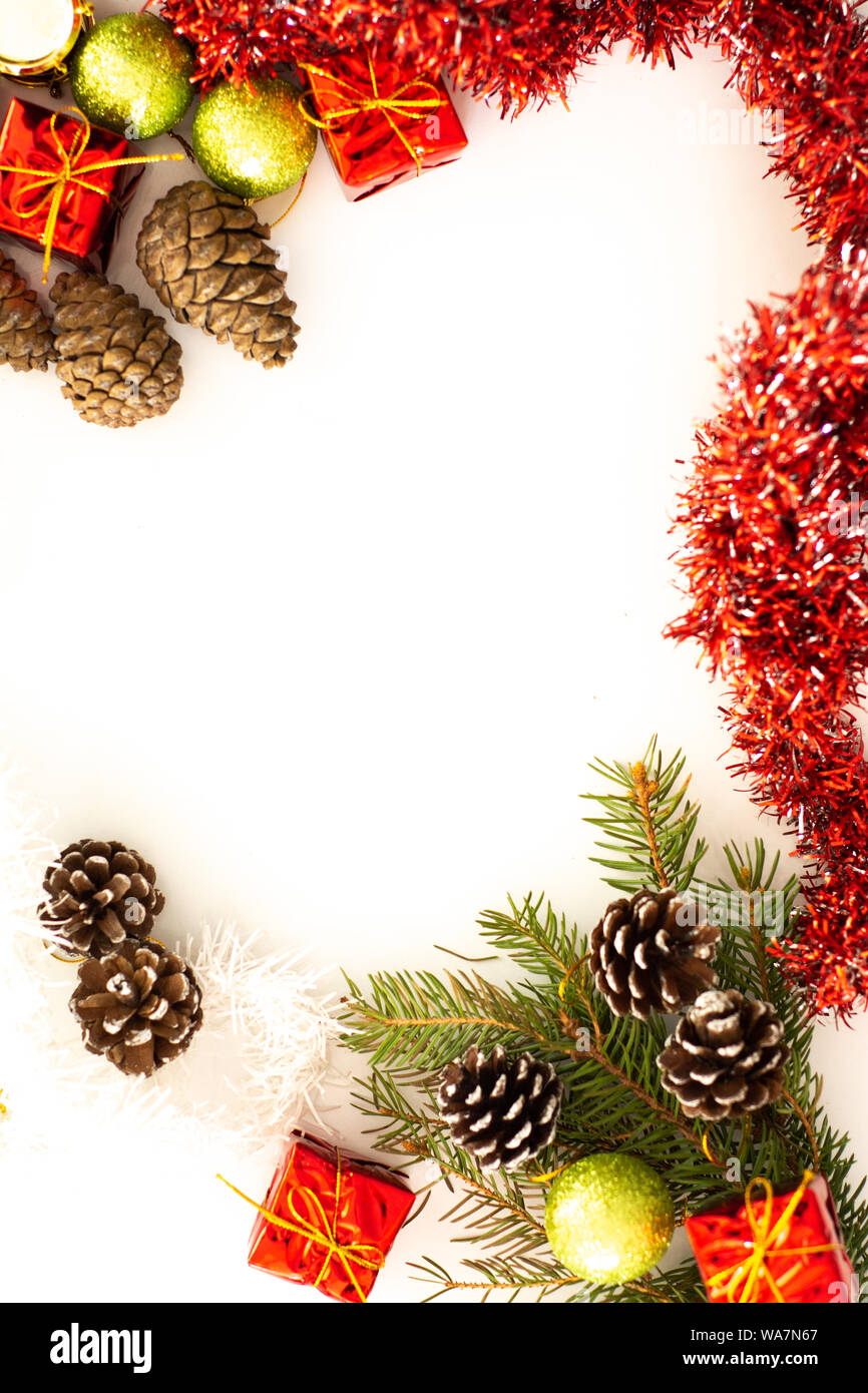 Christmas background with tree and decor Stock Photo - Alamy